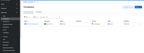Example Of Deploying A Windows Vm From A Template Using Openshift Virtualization