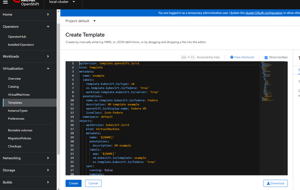 Openshift Virtualization: Creating Images, Bootable Volumes, and Templates