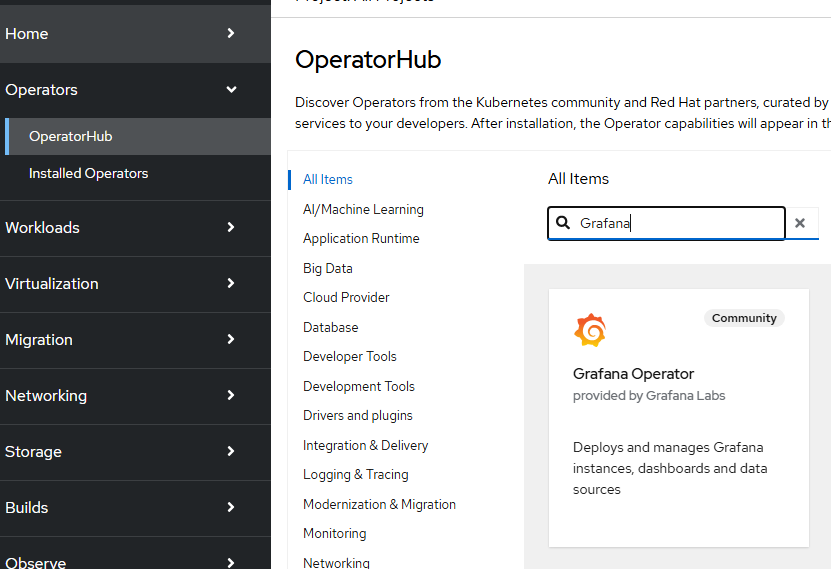 Openshift Virtualization: Installing Grafana Operator and Custom ...